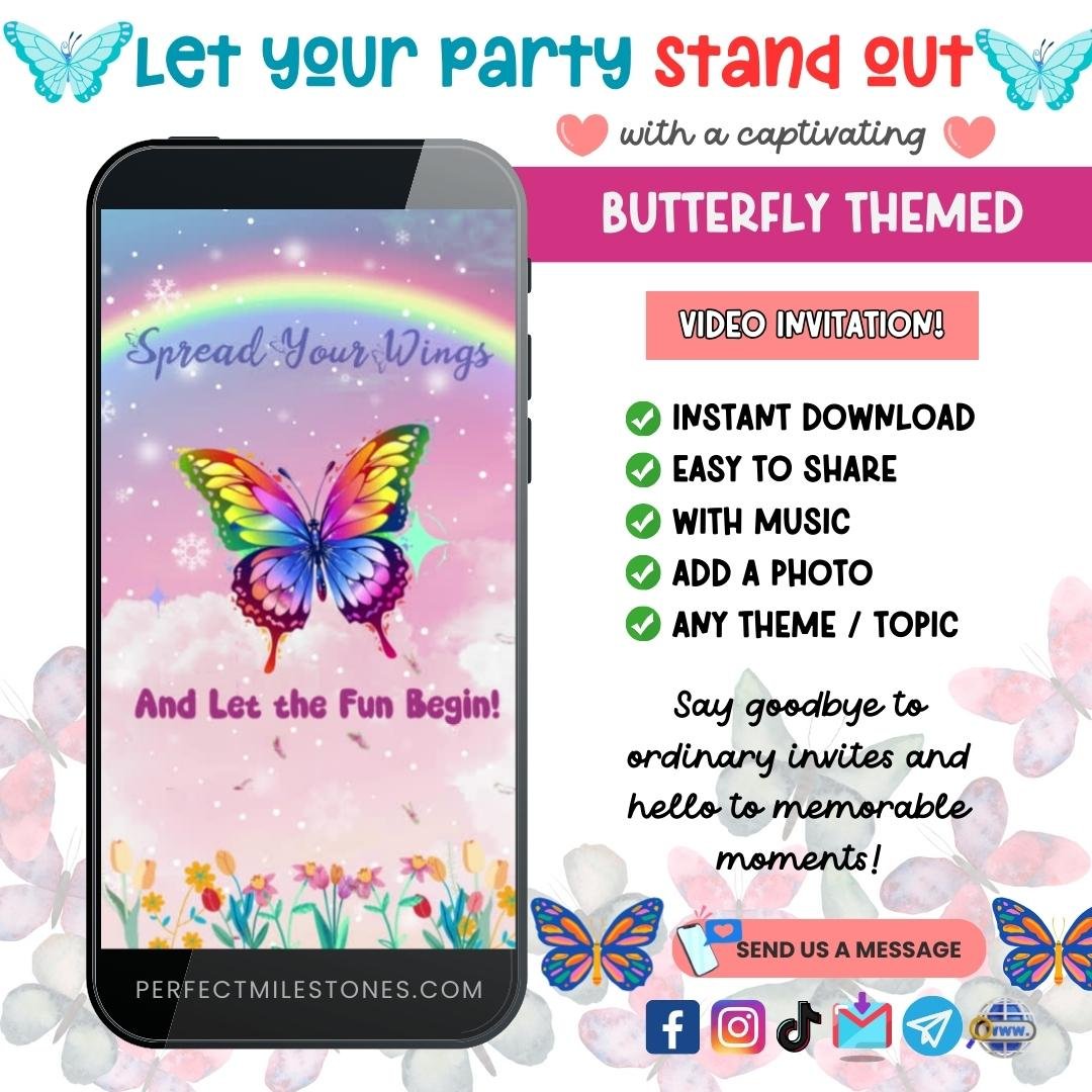 Butterfly Themed Video Invitation - Perfect Milestones