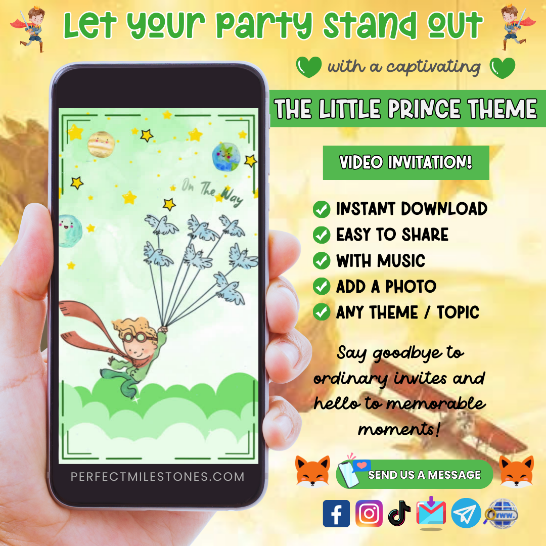 The Little Prince Birthday Themed Digital Video Invitation - Perfect ...