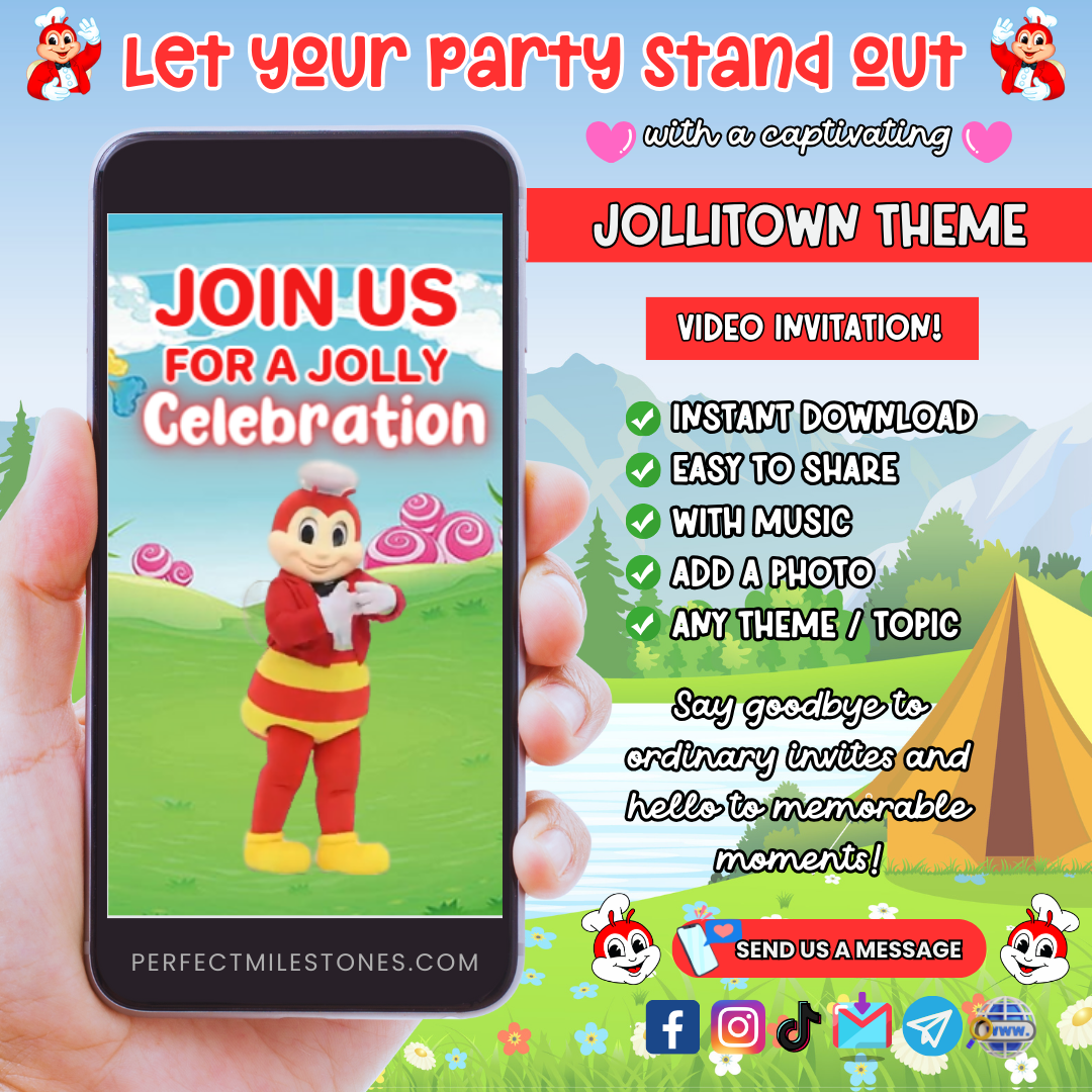 Jollitown Birthday Themed Digital Video Invitation - Perfect Milestones