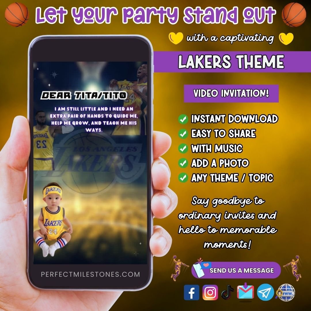 Lakers Proposal Themed Digital Video Invitation - Perfect Milestones