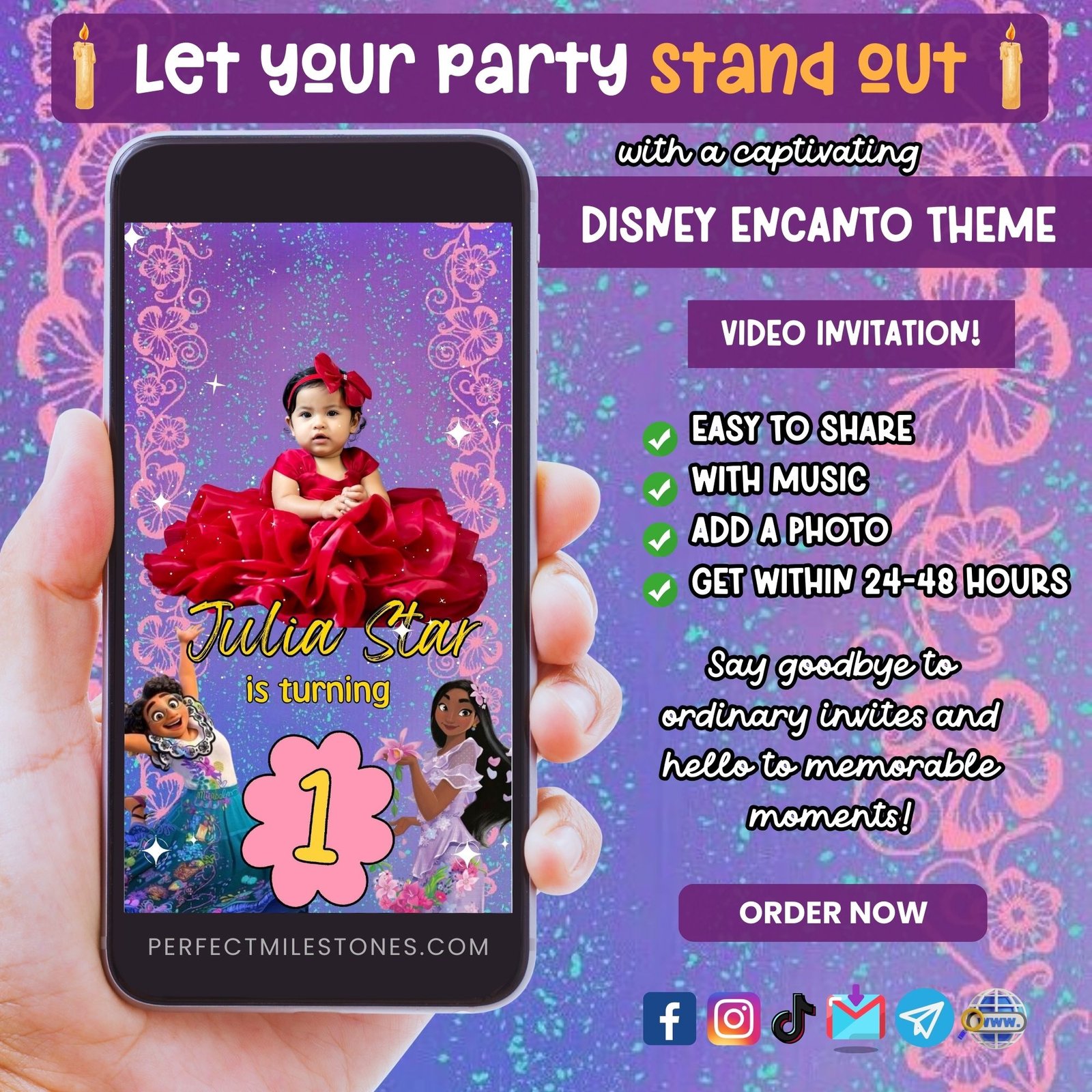 Disney Encanto Theme Digital Video Invitation - Perfect Milestones
